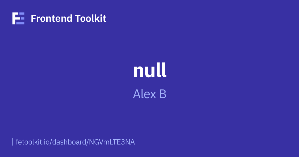 null - Frontend Toolkit