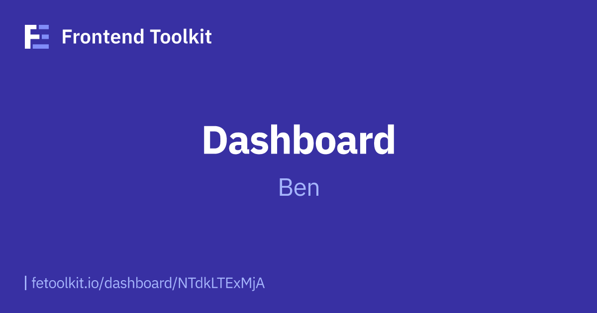 Dashboard Frontend Toolkit