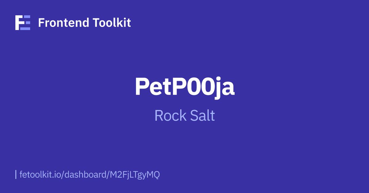 PetP00ja - Frontend Toolkit