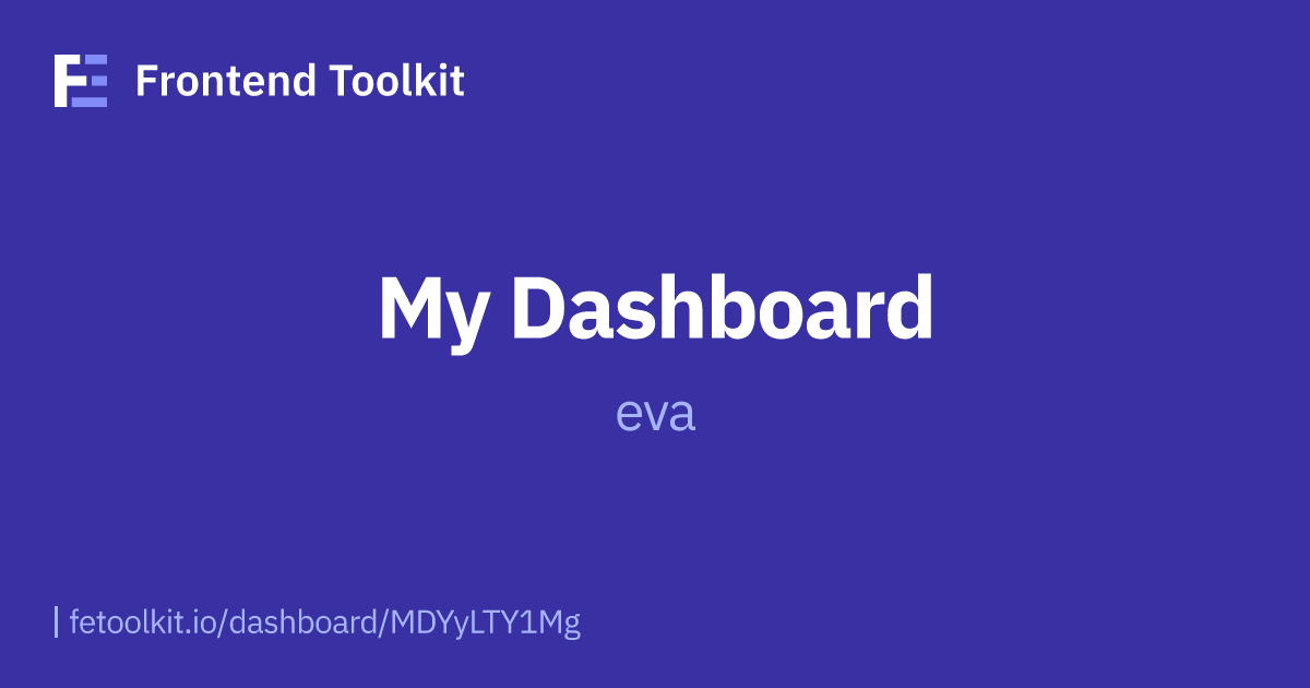 My Dashboard - Frontend Toolkit