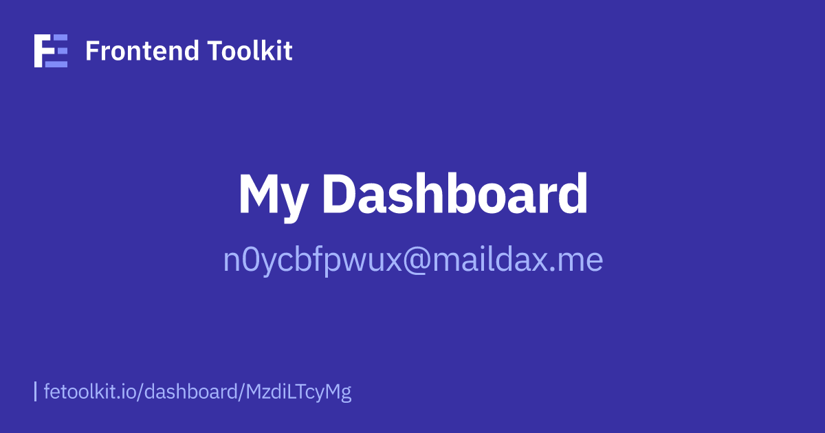 My Dashboard - Frontend Toolkit