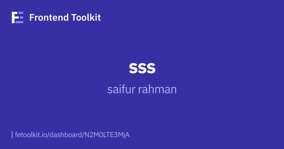 sss - Frontend Toolkit